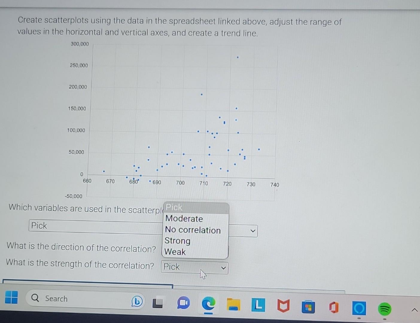 Solved Create scatterplots using the data in the spreadsheet | Chegg.com