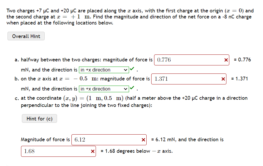 Solved Two charges +7μC ﻿and +20μC ﻿are placed along the x | Chegg.com