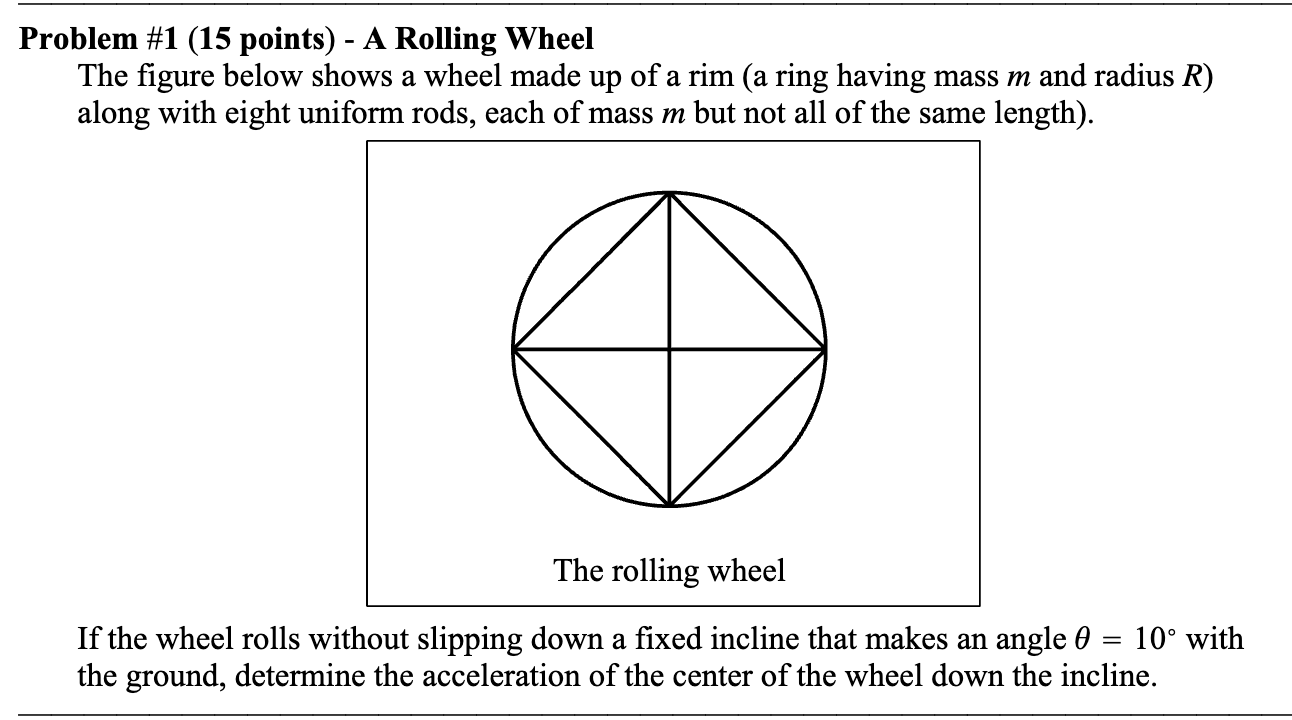 Solved -Problem #1 (15 ﻿points) - ﻿A Rolling WheelThe figure | Chegg.com