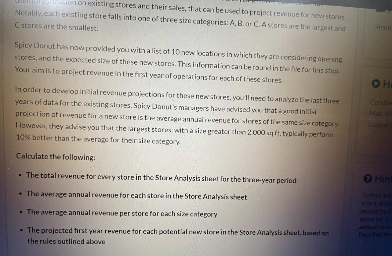 Solved stores and their sales, that can be used to project | Chegg.com