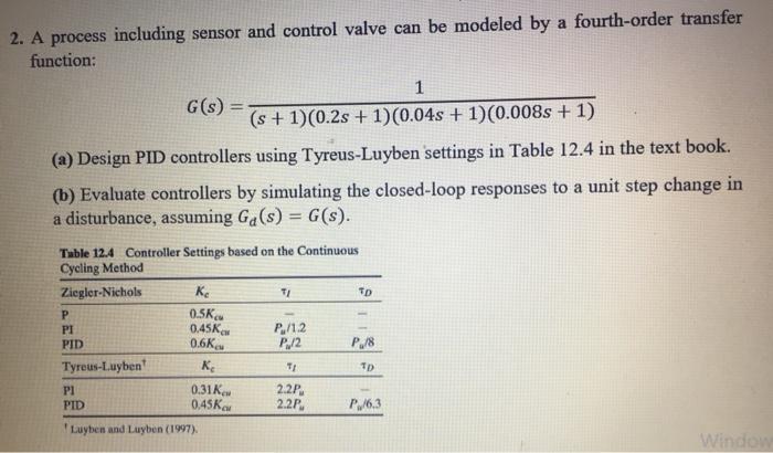 Solved 2. A process including sensor and control valve can | Chegg.com