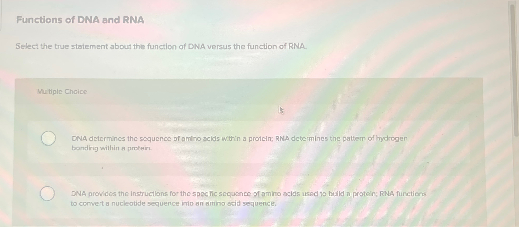 Solved Functions of DNA and RNASelect the true statement | Chegg.com