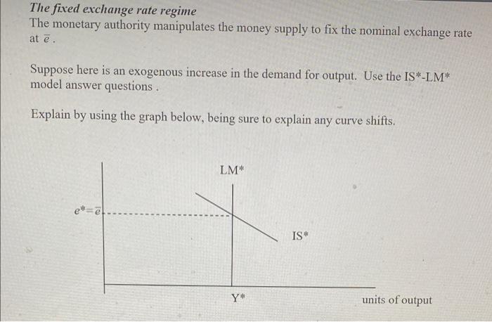 Solved The fixed exchange rate regime The monetary authority | Chegg.com