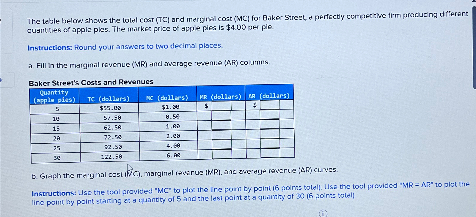 Solved The table below shows the total cost (TC) ﻿and | Chegg.com