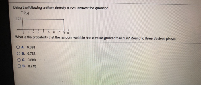 Solved Using the following uniform density curve, answer the | Chegg.com