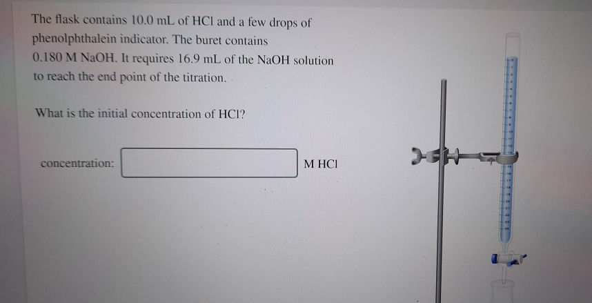 Solved The flask contains 10.0 mL of HCl and a few drops of | Chegg.com