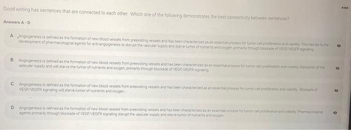 Good writing has sentences that are connected to each | Chegg.com