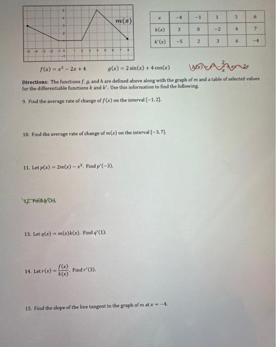 Solved f(x)=x2−2x+4g(x)=2sin(x)+4cos(x) g(x)=2sin(x)+4cos(x) | Chegg.com