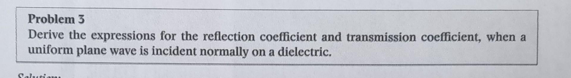 Solved Problem 3 Derive the expressions for the reflection | Chegg.com