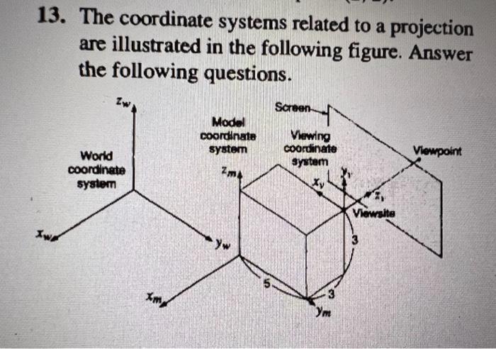 13. The coordinate systems related to a projection | Chegg.com