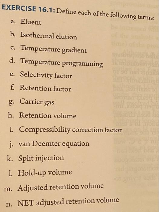 Solved EXERCISE 16.1: Define each of the following terms a. | Chegg.com