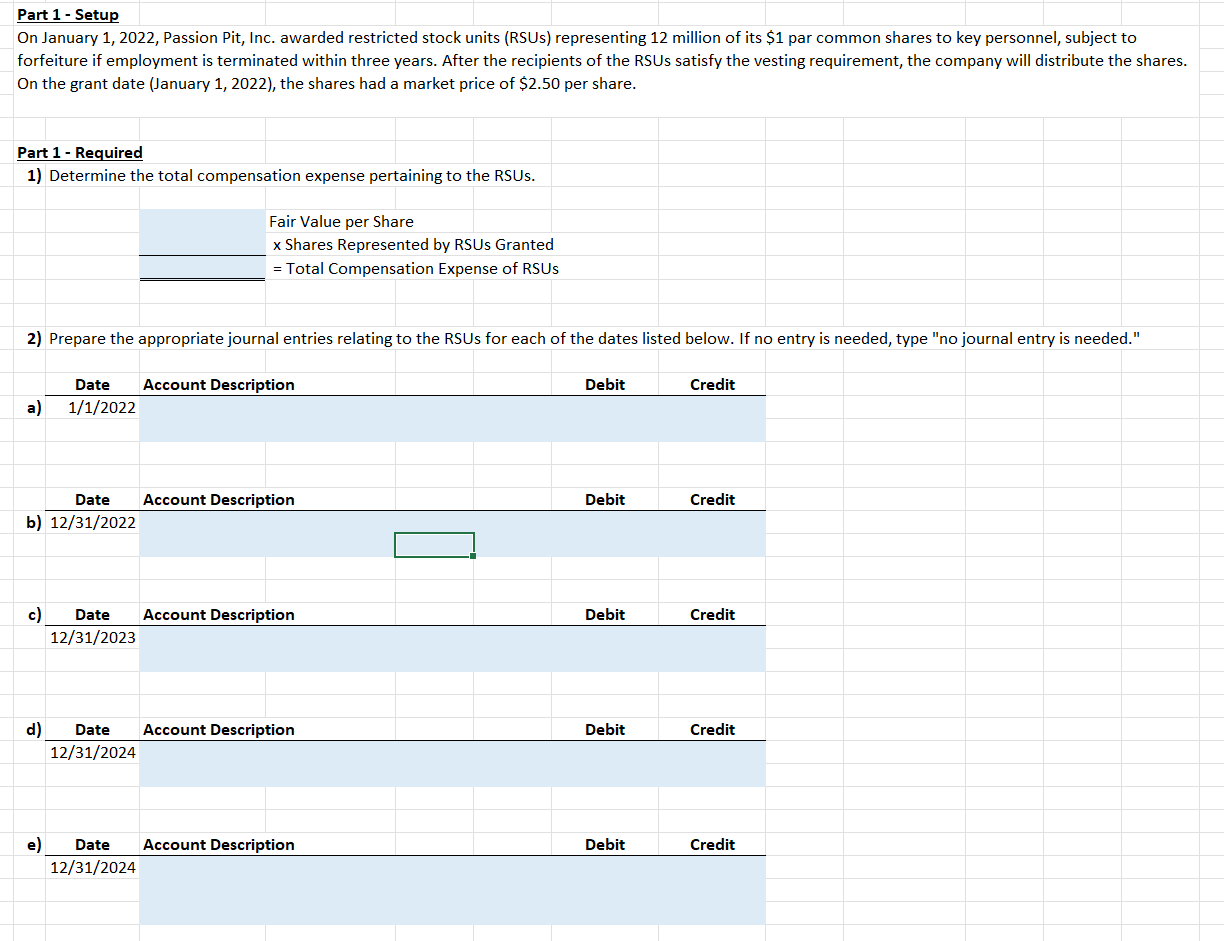 Solved Please fill these journal entries out, thanks! | Chegg.com