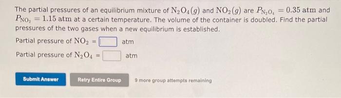 Solved The partial pressures of an equilibrium mixture of | Chegg.com
