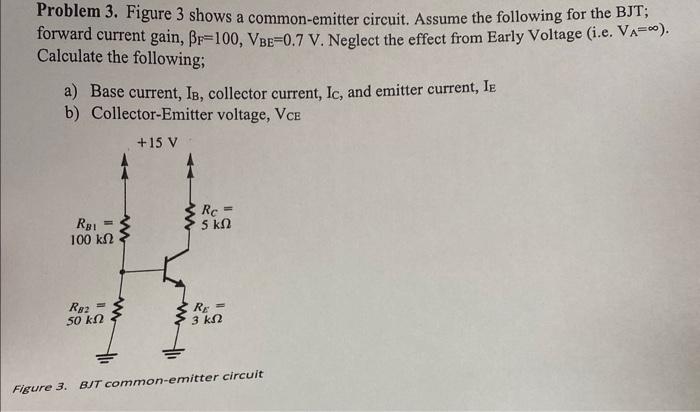 Solved Problem 3. Figure 3 shows a common-emitter circuit. | Chegg.com