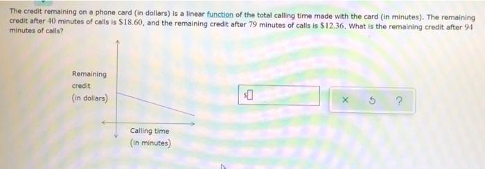 Solved The credit remaining on a phone card (in dollars) is | Chegg.com