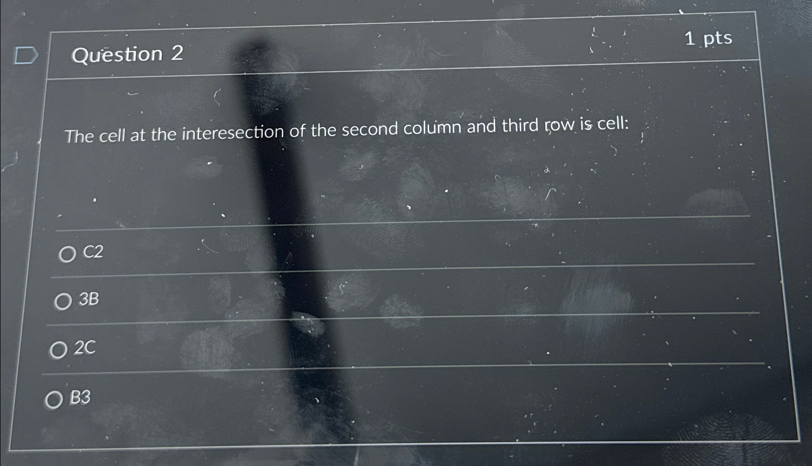 Solved Question 21 ﻿ptsThe cell at the interesection of the | Chegg.com