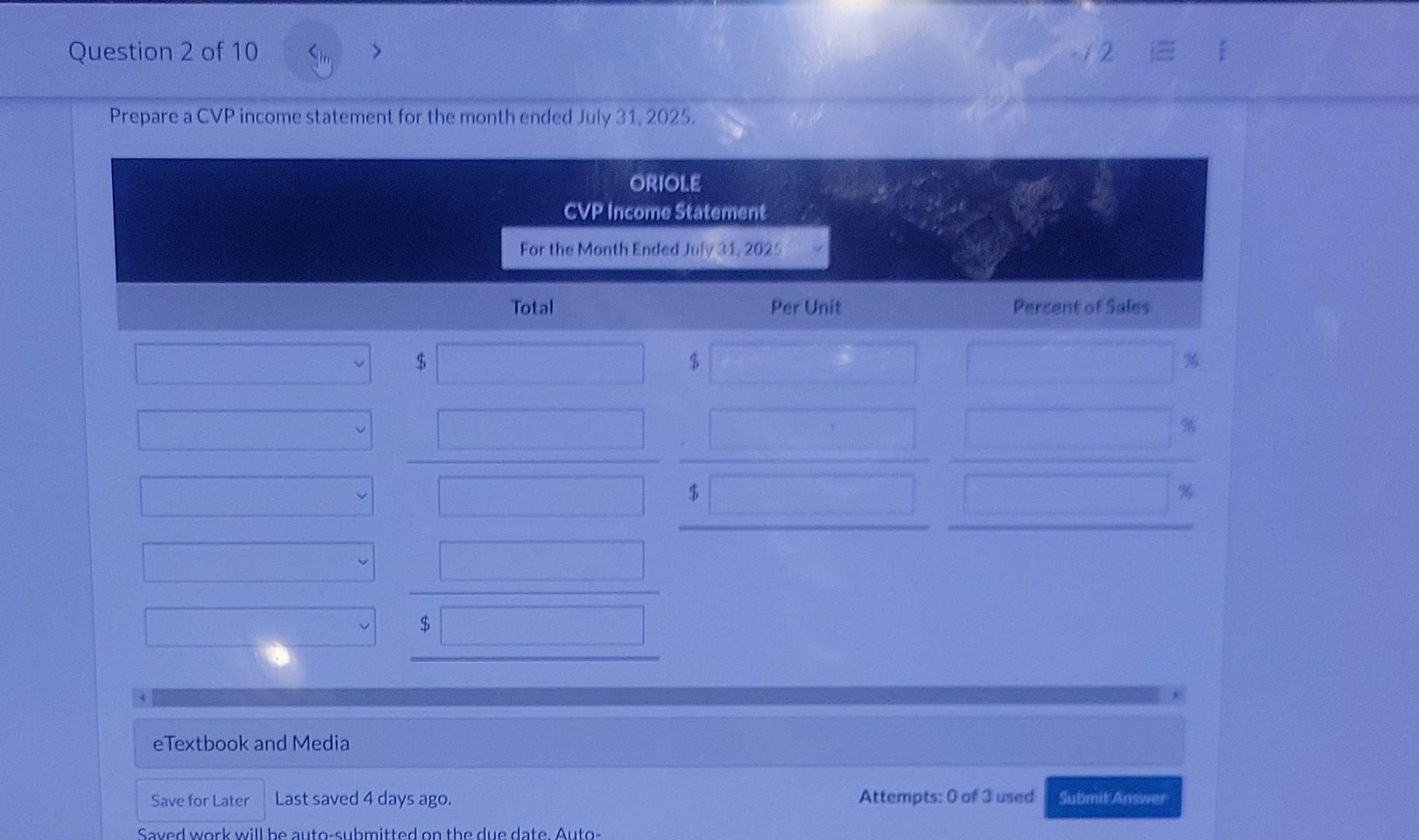 Solved Current Attempt in Progress Oriole provides | Chegg.com