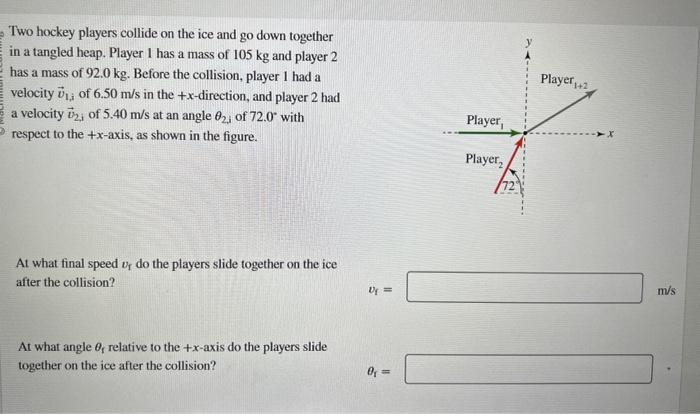 Solved Two hockey players collide on the ice and go down | Chegg.com