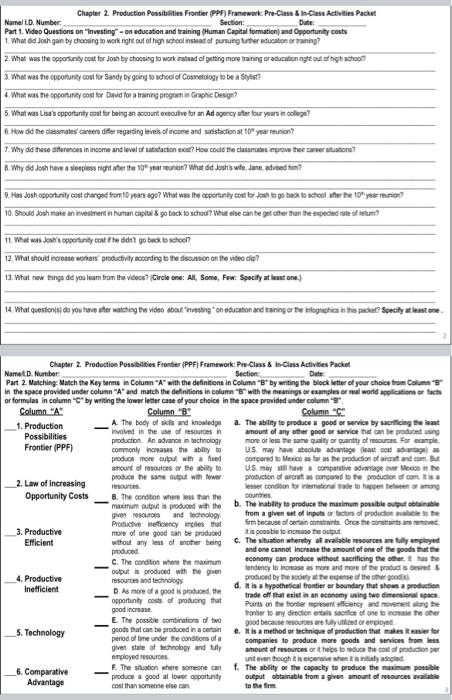Chapter 2. Production Possibilities Frontier (PPF) | Chegg.com