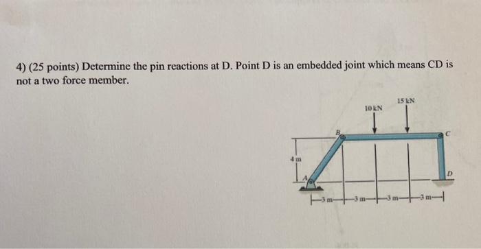 Solved 4) (25 points) Determine the pin reactions at D. | Chegg.com