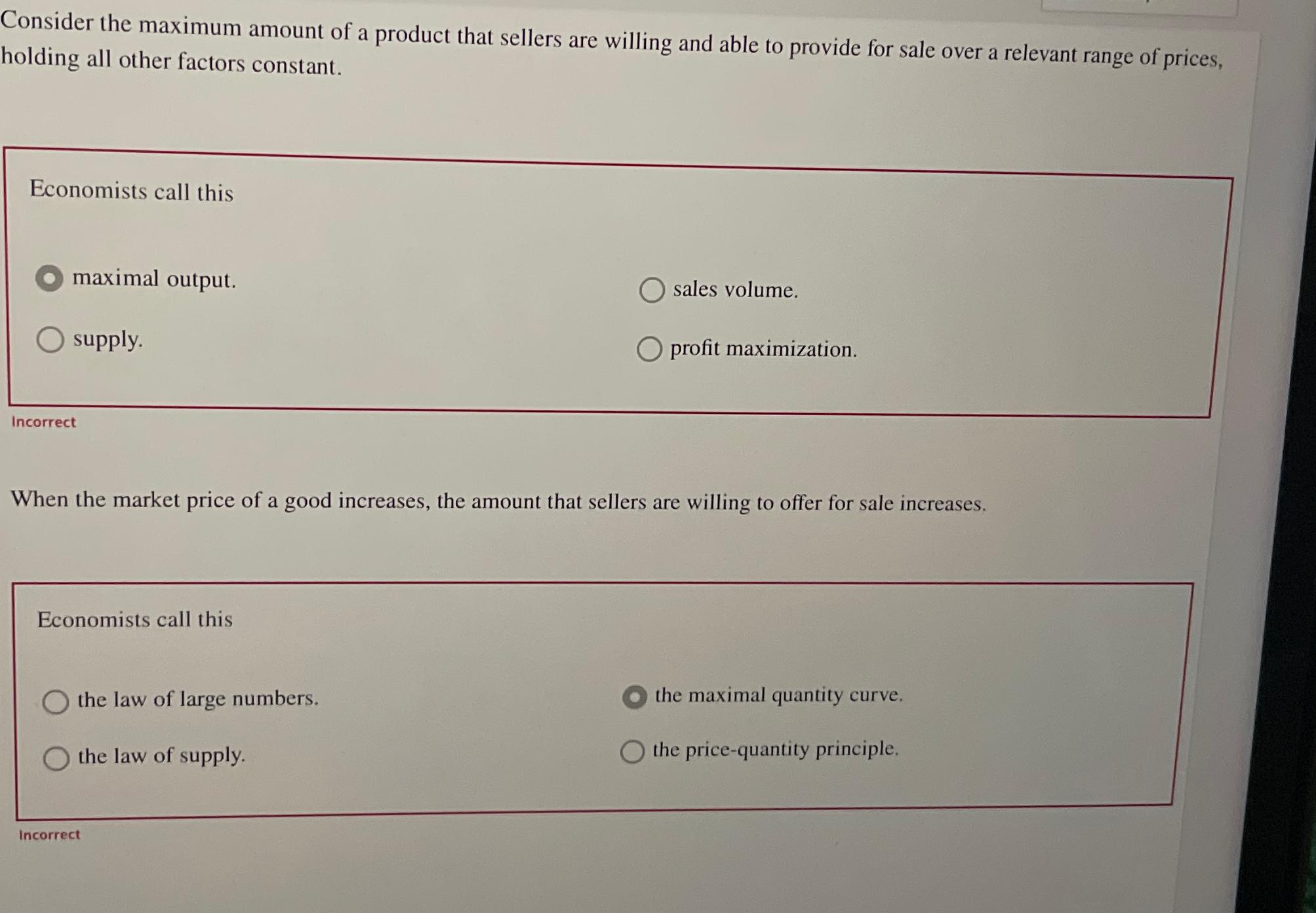 Solved Consider the maximum amount of a product that sellers | Chegg.com