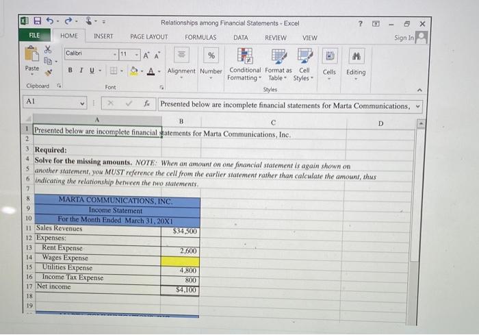 Solved Marta Communications, Inc. has provided incomplete | Chegg.com