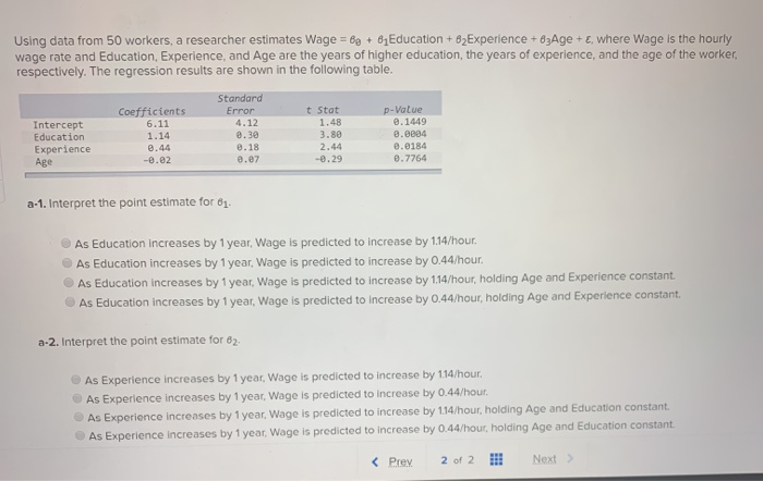 Solved B What Is The Sample Regression Equation Chegg