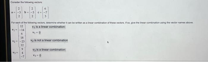 Solved For each of the following vectors determine whether | Chegg.com