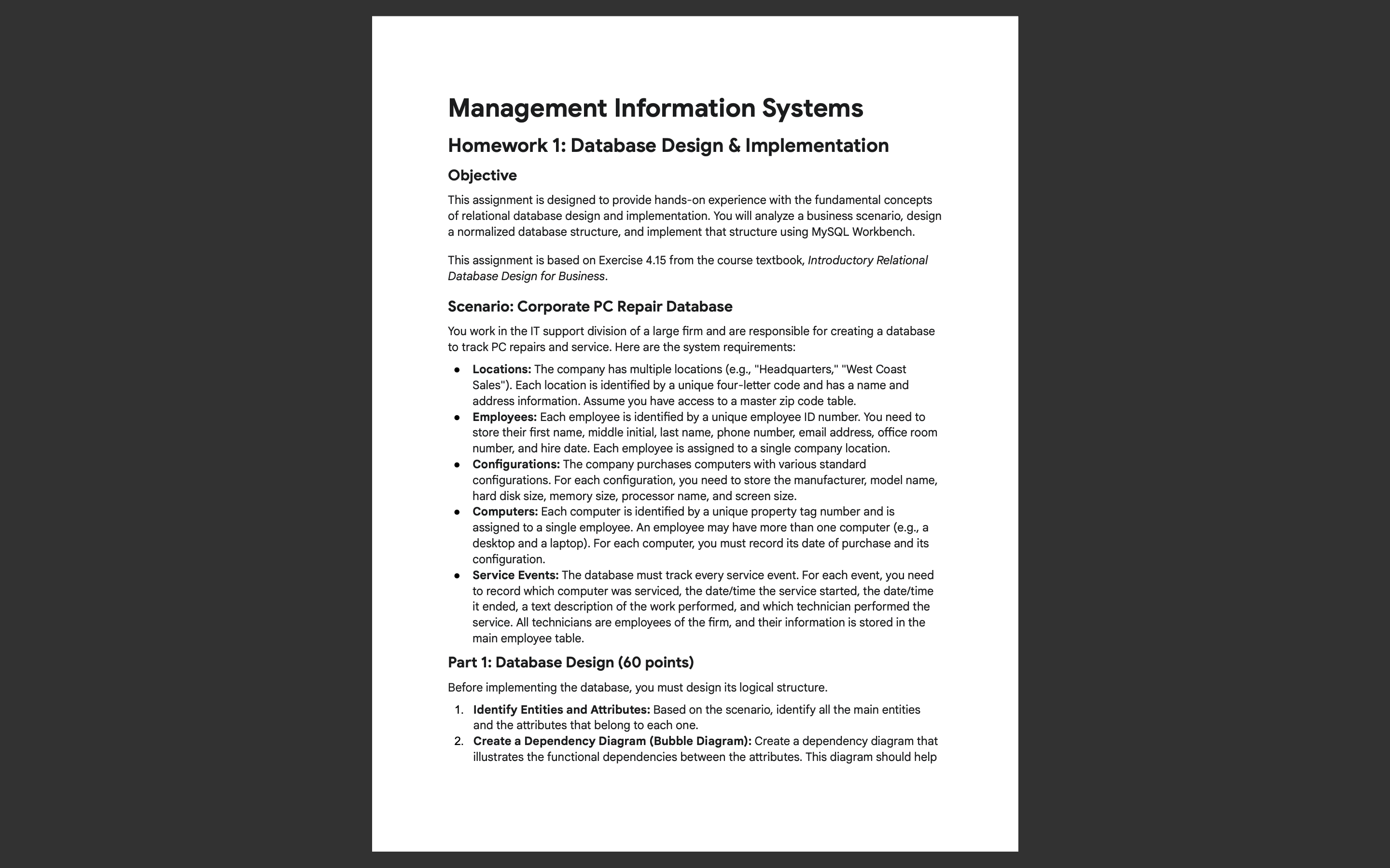 Solved Management Information Systems Homework 1: Database | Chegg.com