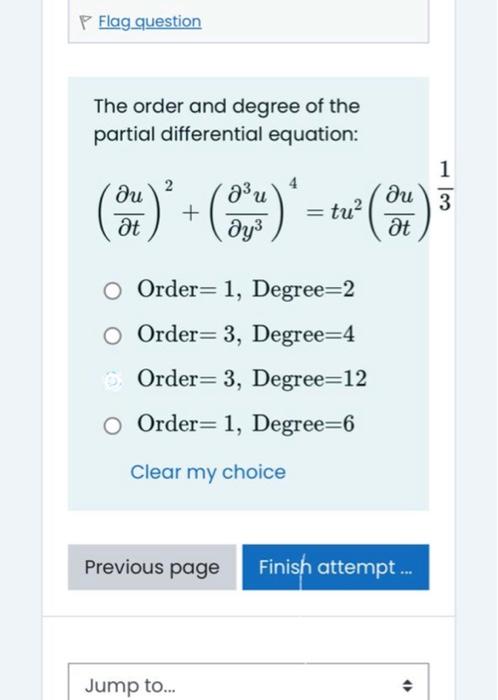 Solved P Flag question The order and degree of the partial | Chegg.com