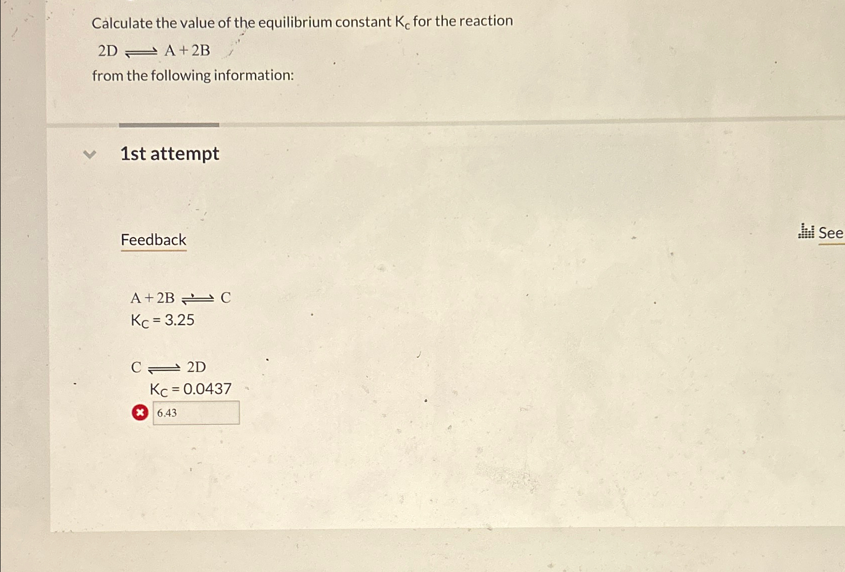 Solved Calculate the value of the equilibrium constant Kc | Chegg.com