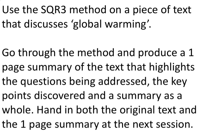 Use the SQR3 method on a piece of text that discusses | Chegg.com