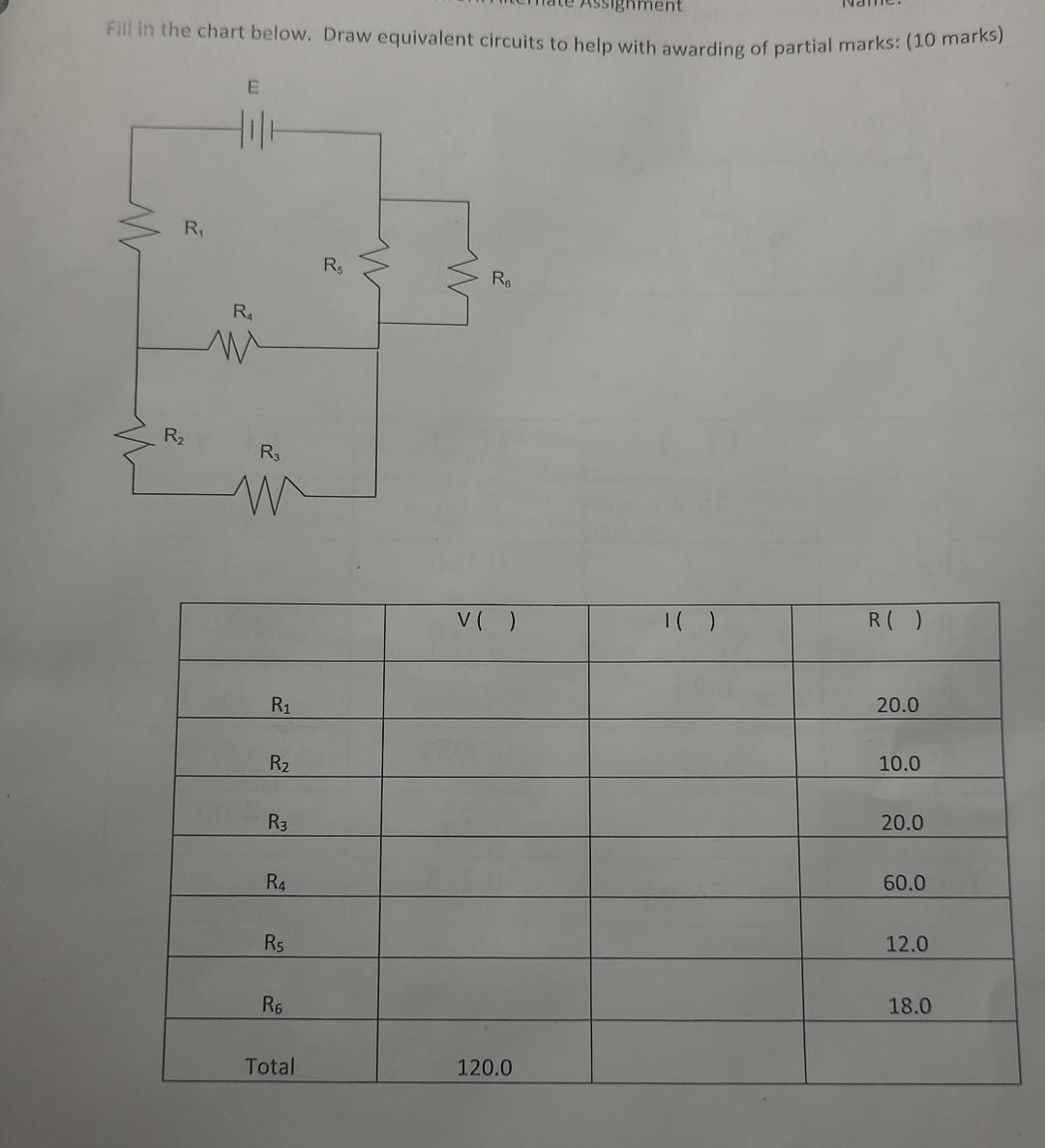 Fill in the chart below. Draw equivalent circuits to | Chegg.com