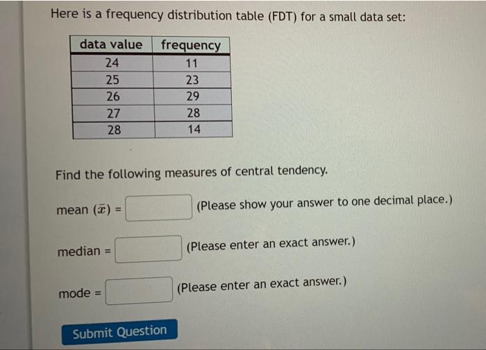 Solved Here is a frequency distribution table (FDT) for a | Chegg.com