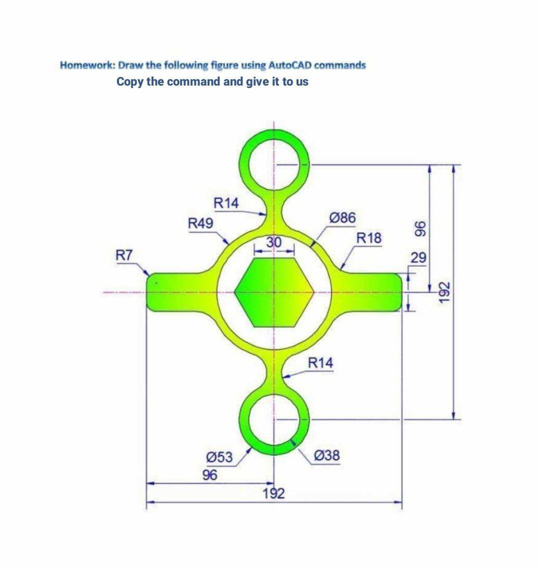 Solved Homework: Draw the following figure using AutoCAD | Chegg.com