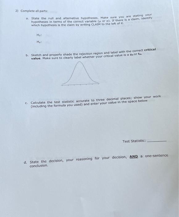 Solved A. (c) loenicy the standarged lest statste Use | Chegg.com