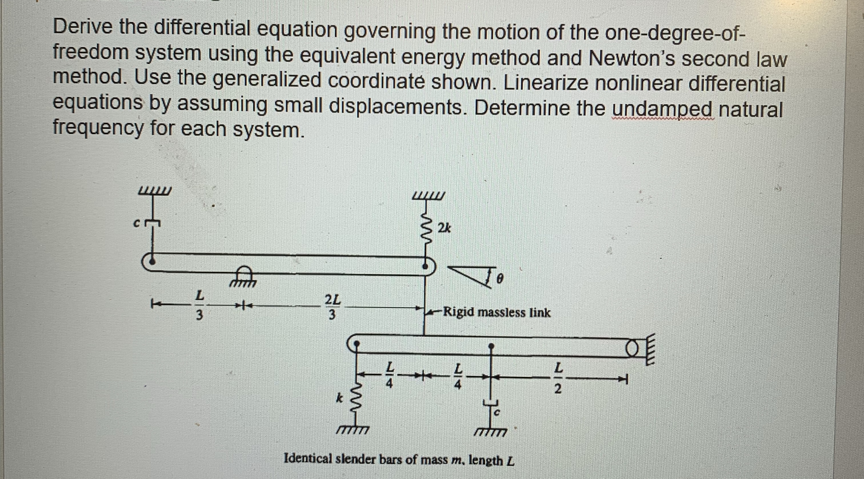 Solved Derive the differential equation governing the motion | Chegg.com