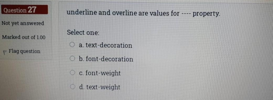 Solved Question 27 underline and overline are values for | Chegg.com