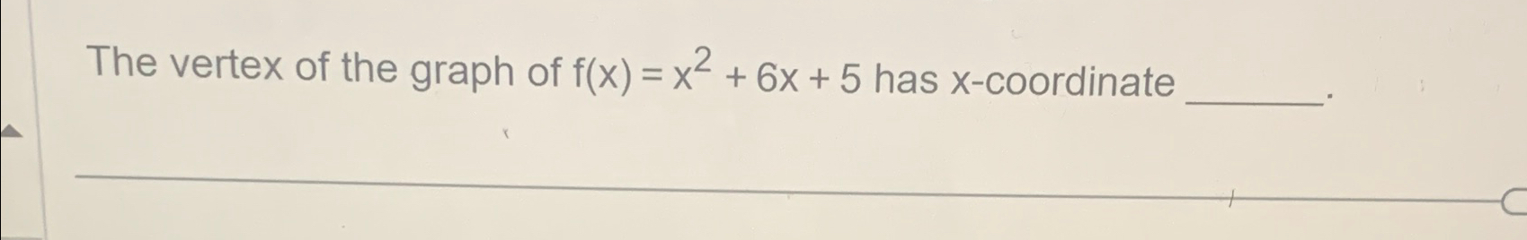 Solved The vertex of the graph of f(x)=x2+6x+5 ﻿has | Chegg.com