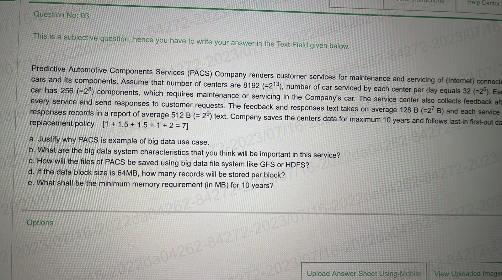 Solved Predictive Automotive Components Services (PACS) | Chegg.com