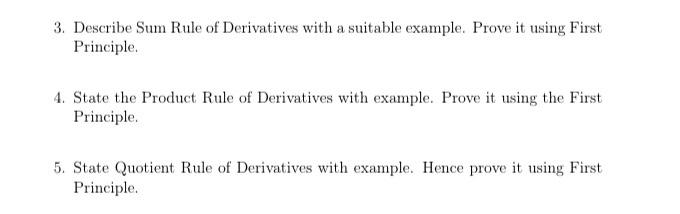 Solved 3. Describe Sum Rule of Derivatives with a suitable | Chegg.com