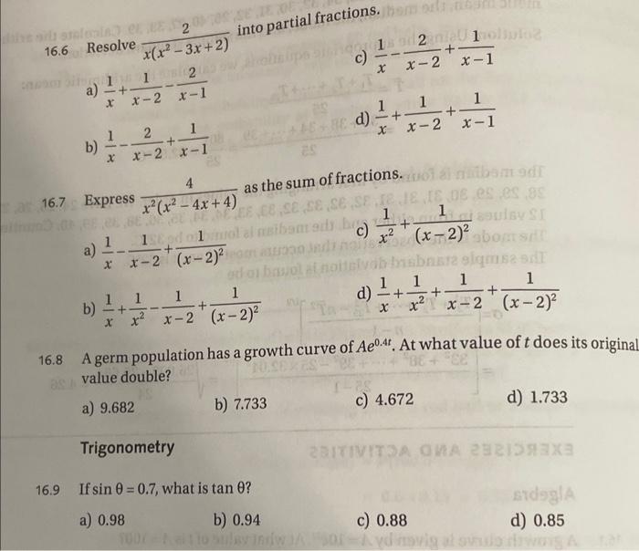 Solved 16.6 Resolve x(x2−3x+2)2 into partial fractions. c) | Chegg.com