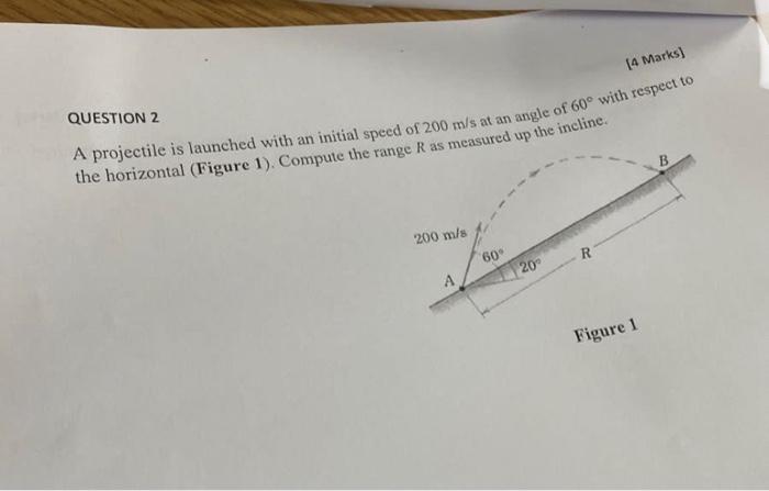 Solved QUESTION 2 (A Marks) A projectile is launched with an | Chegg.com