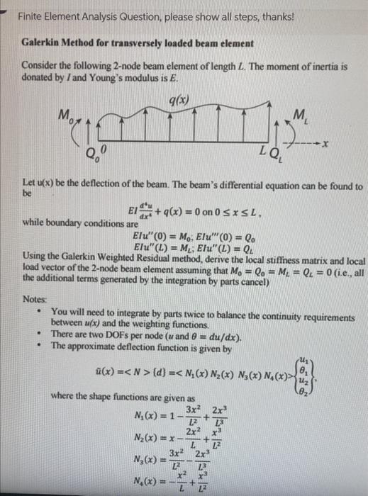 Solved Finite Element Analysis Question, please show all | Chegg.com