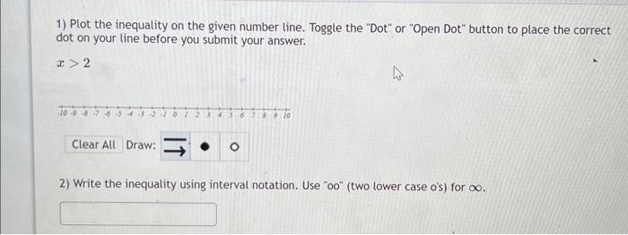 Solved 1) Plot the inequality on the given number line. | Chegg.com