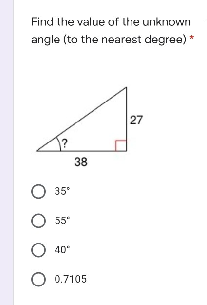 Solved Find the value of the unknown angle (to the nearest | Chegg.com