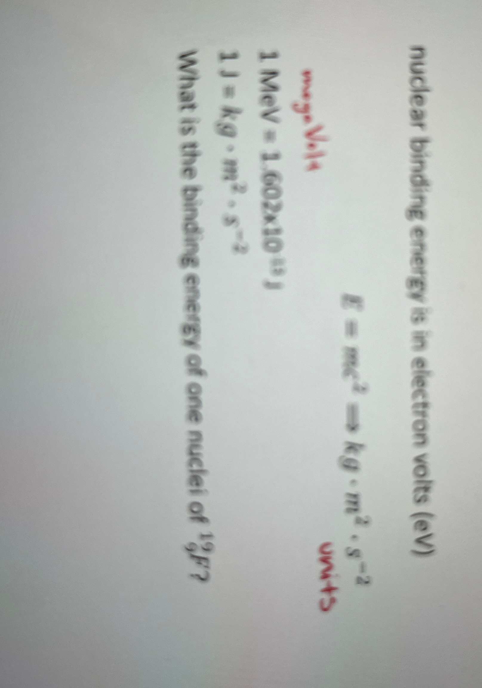 Solved nuclear binding energy is in electron volts | Chegg.com