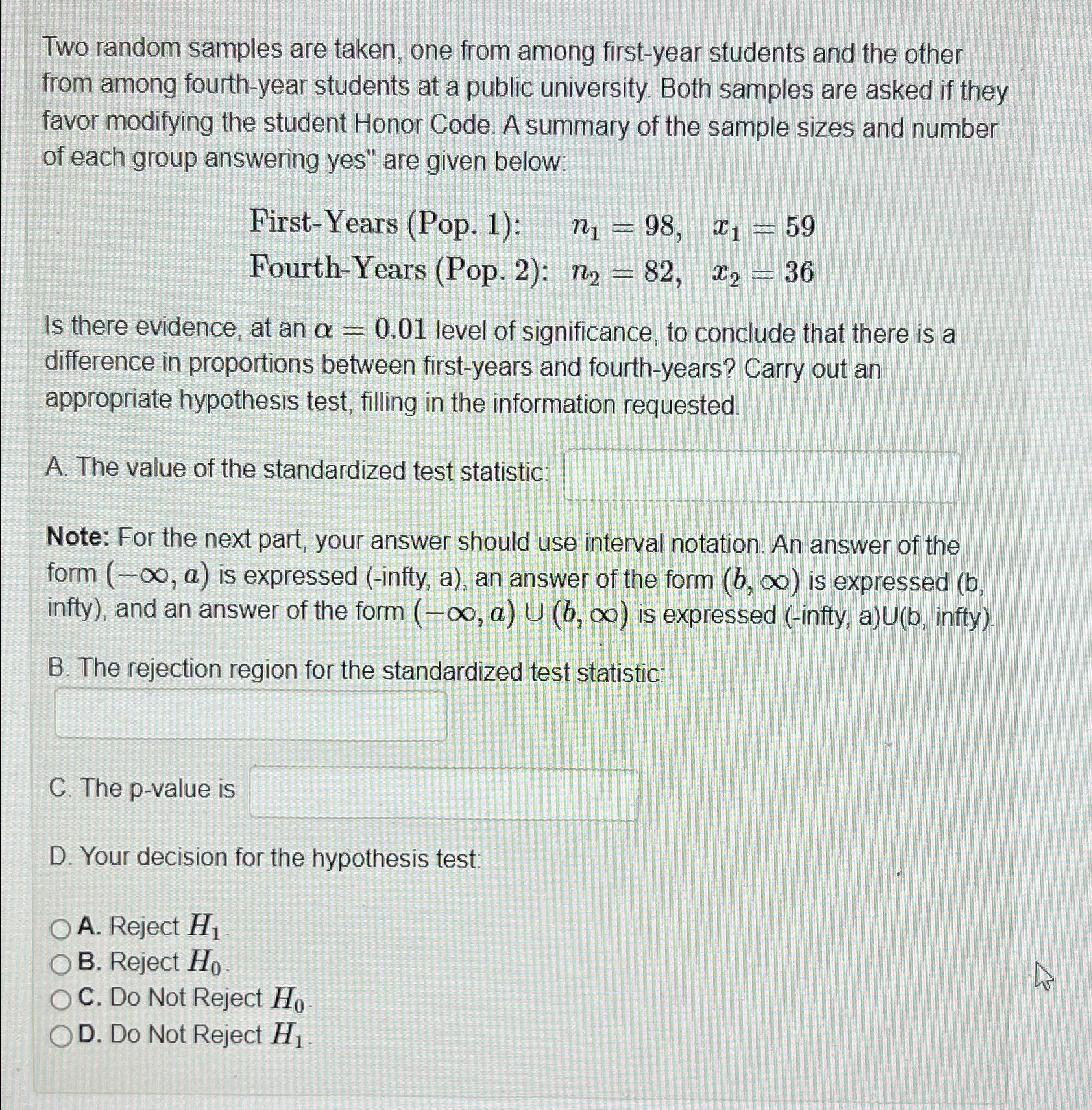 Solved Two random samples are taken, one from among | Chegg.com