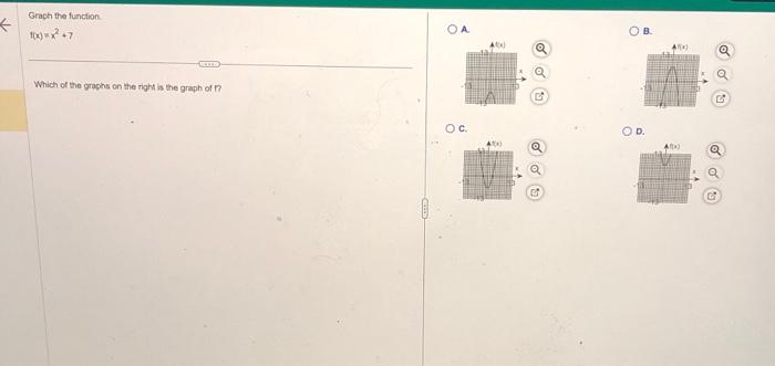 Solved Graph the function. f(x)=x2+7 Which of the grophes on | Chegg.com