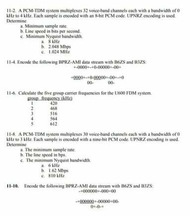 Solved 11-2. A PCM-TDM system multiplexes 33 voice-band | Chegg.com